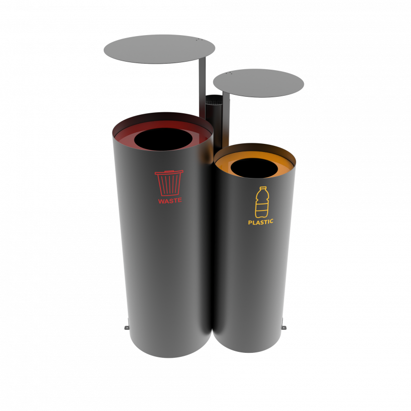 NAZAS PC outdoor sheet metal recycling station with ashtray - Binsignia