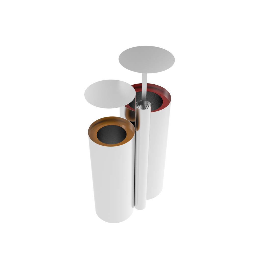 NAZAS SST stainless steel recycling station with ashtray - Binsignia®