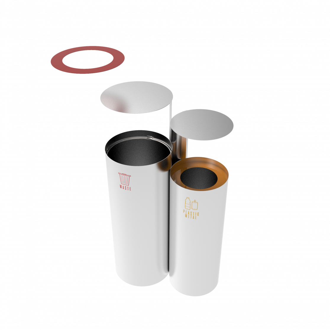 NAZAS SST stainless steel recycling station with ashtray - Binsignia®