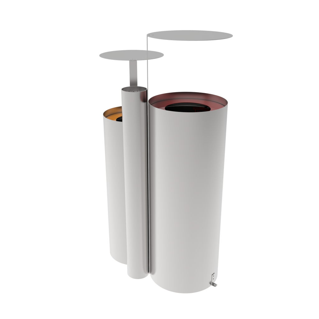 NAZAS SST stainless steel recycling station with ashtray - Binsignia®