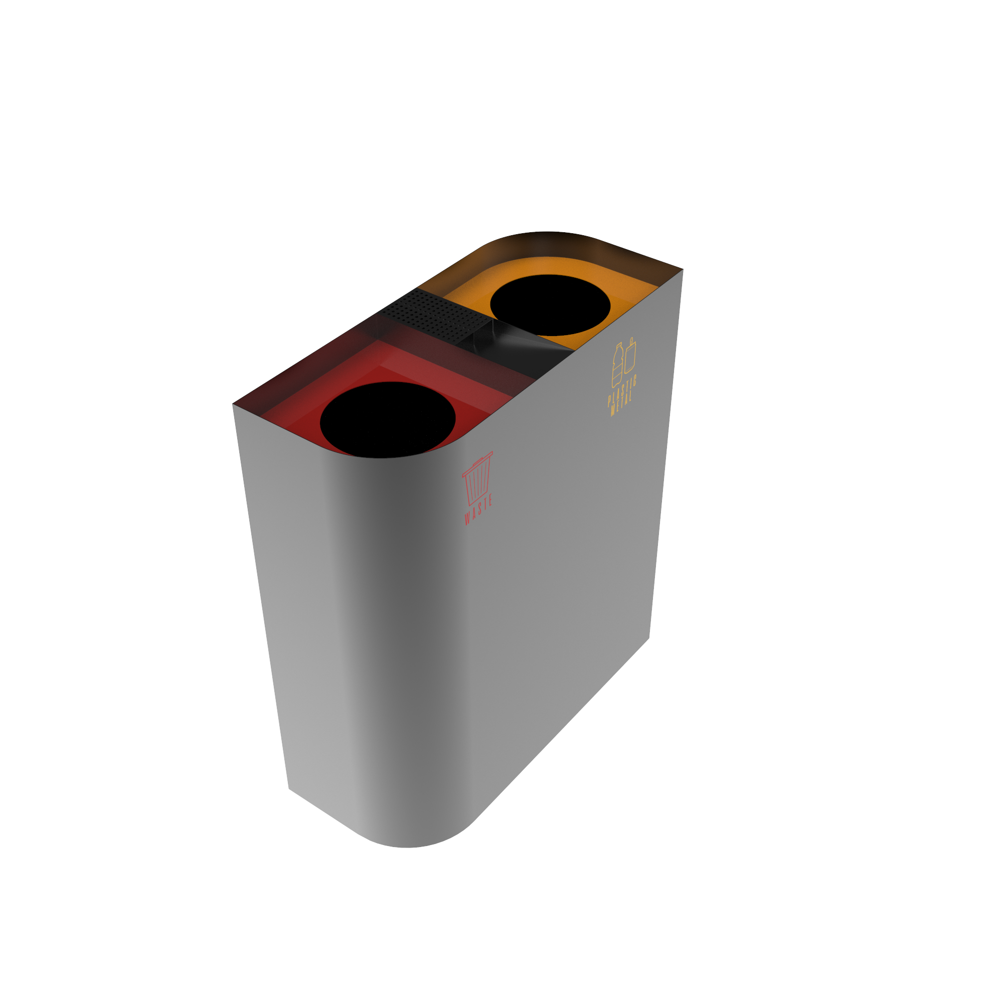 PERSEI PC simple sheet metal recycle bin with ashtray - Binsignia®