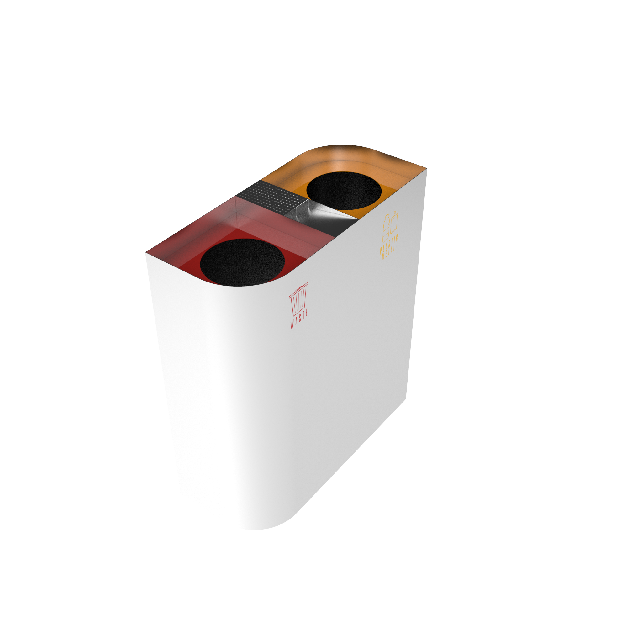 PERSEI SST simple stainless steel recycle bin with ashtray - Binsignia®